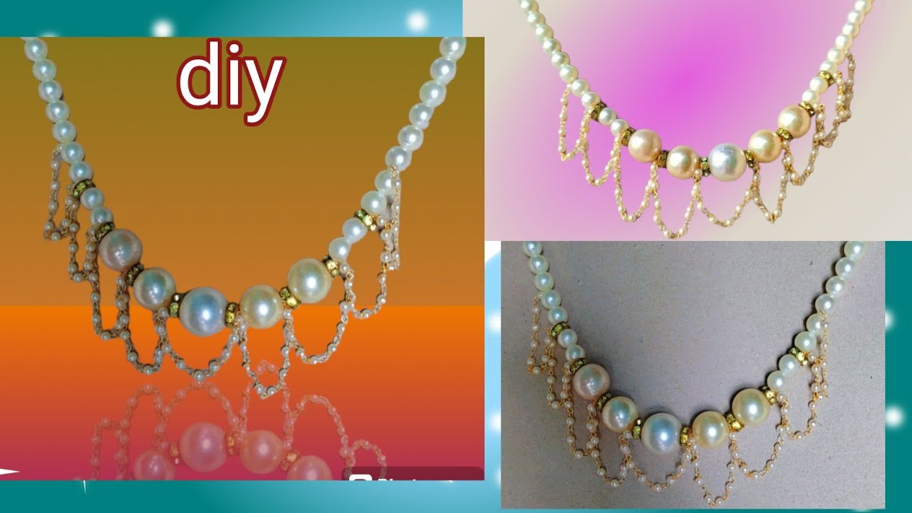 diy beautiful and simple necklace making l how to make party wear ...