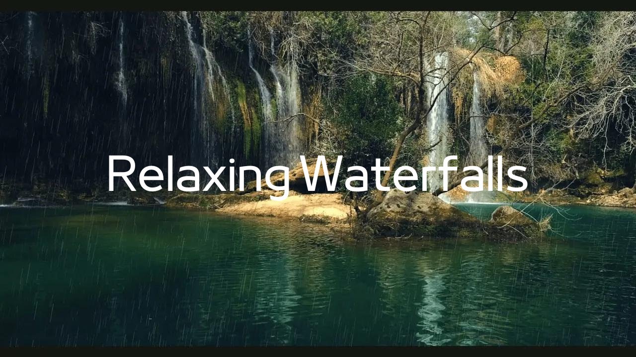 The sound of waterfalls in the forest to be soothed and relaxed or to ...