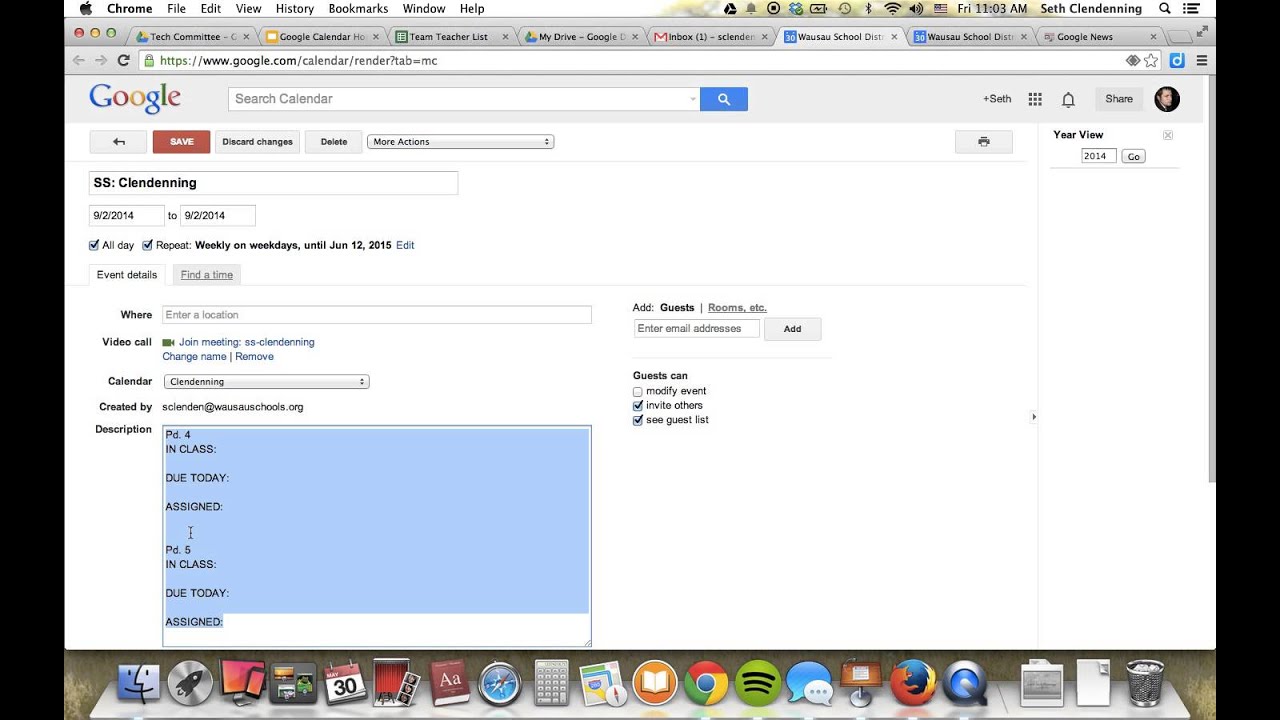 How to set up a Homework Hotline Template and Edit Events using Google ...