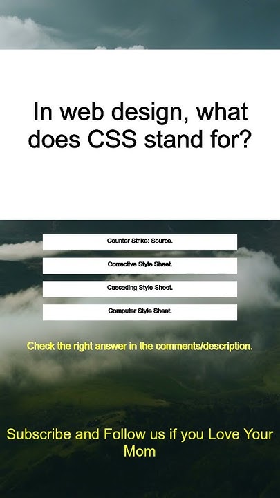 In Web Design What Does Css Stand For Quiz Lander Youtube
