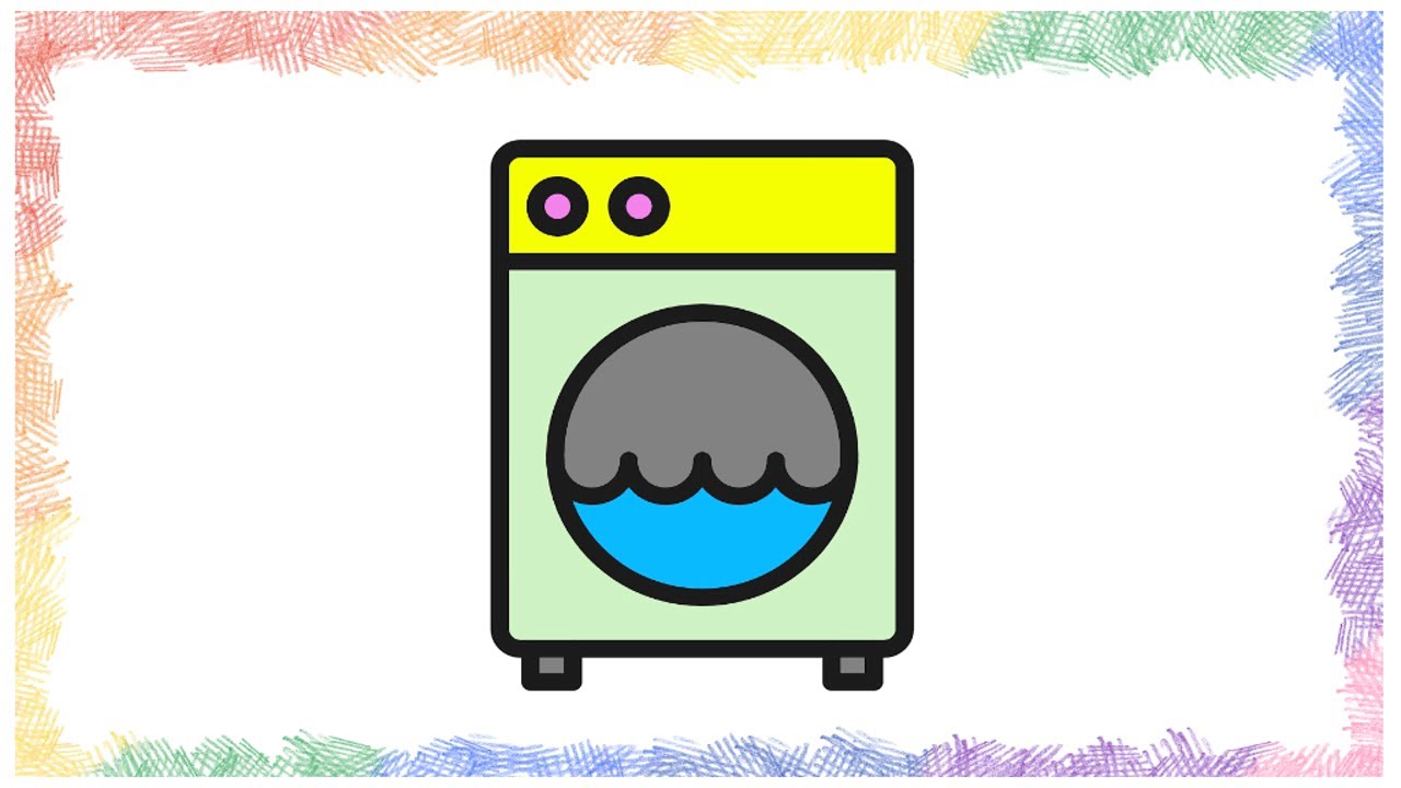 How to draw a washing machine easy | Drawing for Kids | Coloring for ...