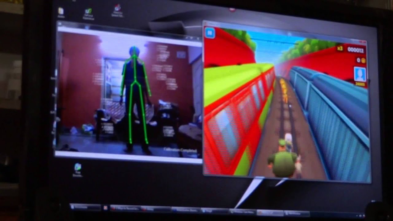 Playing "Subway Surfers" with Microsoft Kinect - YouTube