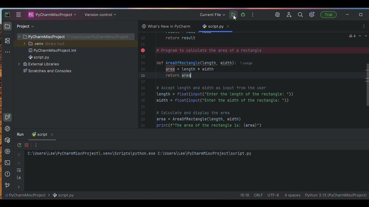 CS1101 - Unit 2 -Creating functions in Python and finding the area of a Circle - YouTube