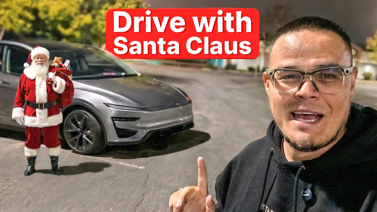 Santa Claus approves of the Tesla Model Y Performance - YouTube