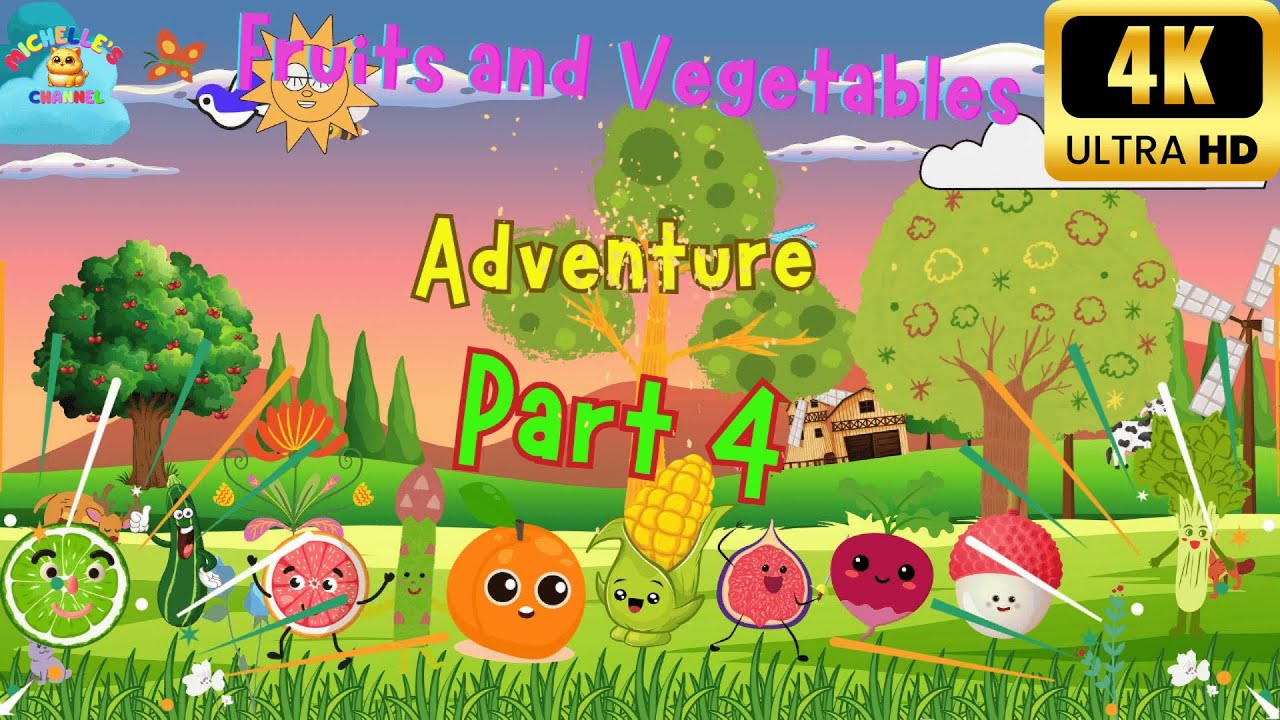 💖Part 4🌈Let's Learn🍇Fruits and🥦Vegetables🎉Real Video & Nursery Rhyme ...