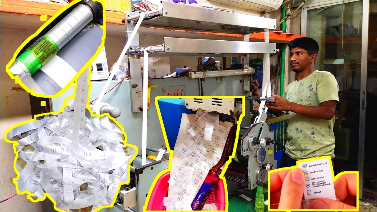 Clothing care labels making process. Garments care label symbol. Care ...