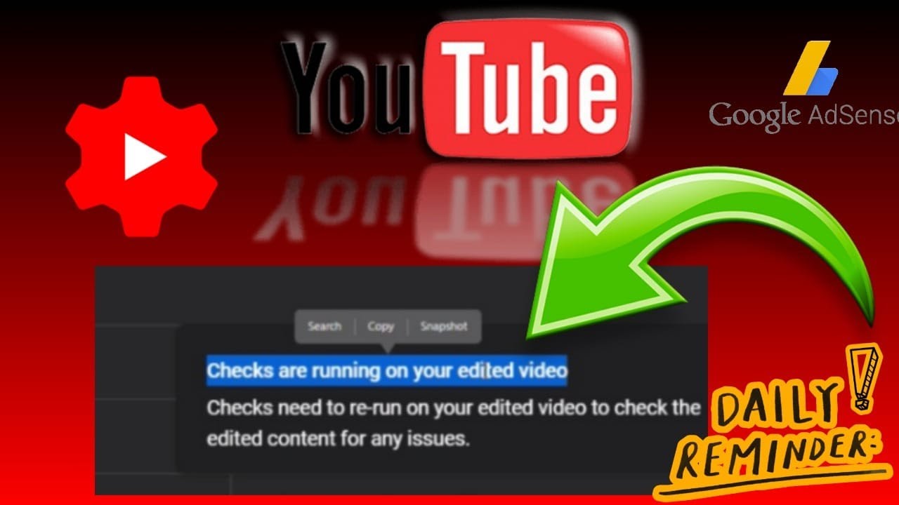 Checks are running on your edited video - YouTube