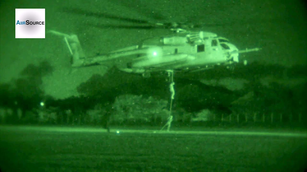 U.S. Marines Fast Roping - Night Helicopter Insertion Training - YouTube