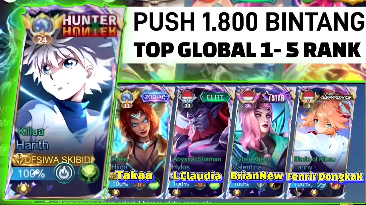 REAL PUSH 1.800 BINTANG MODE RANKED TOP GLOBAL HARITH KILLUA - YouTube