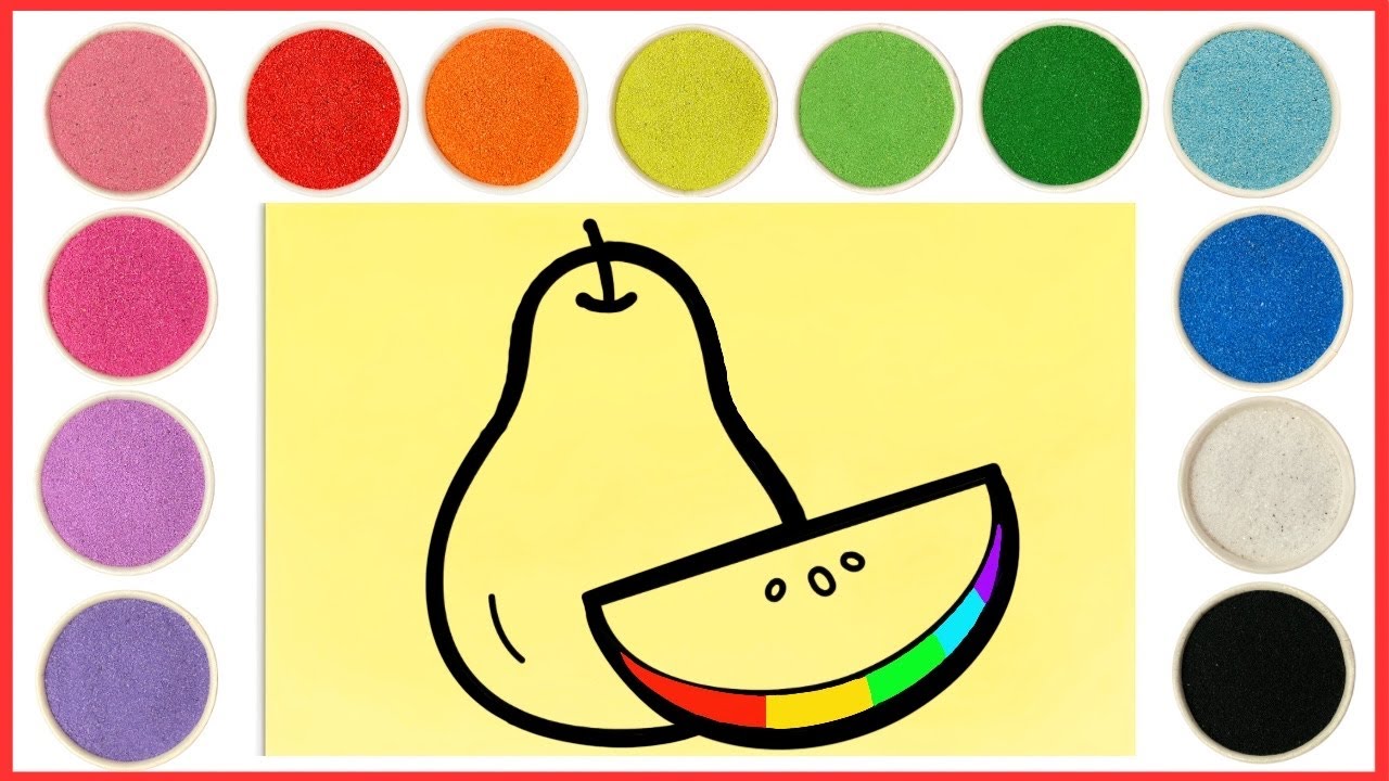 Sand Painting Fruit Pear - How to draw and coloring pear for kids and ...