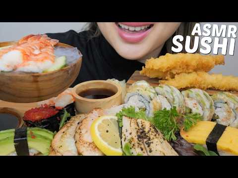 SUSHI ASMR *Aburi Sashimi, Jumbo Green Dragon Roll, Assorted Nigiri with Shrimp Tempura | N.E