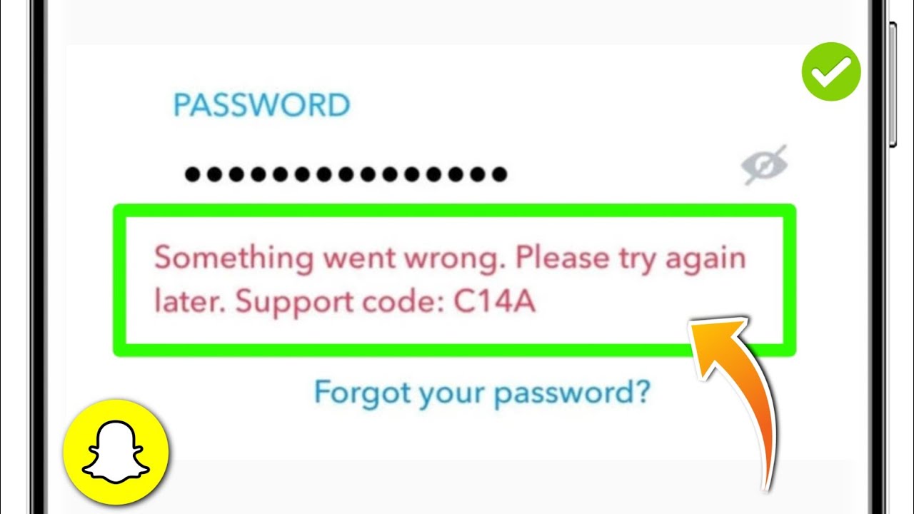 snapchat fix something went wrong please try again later support code C14A problem solve - YouTube