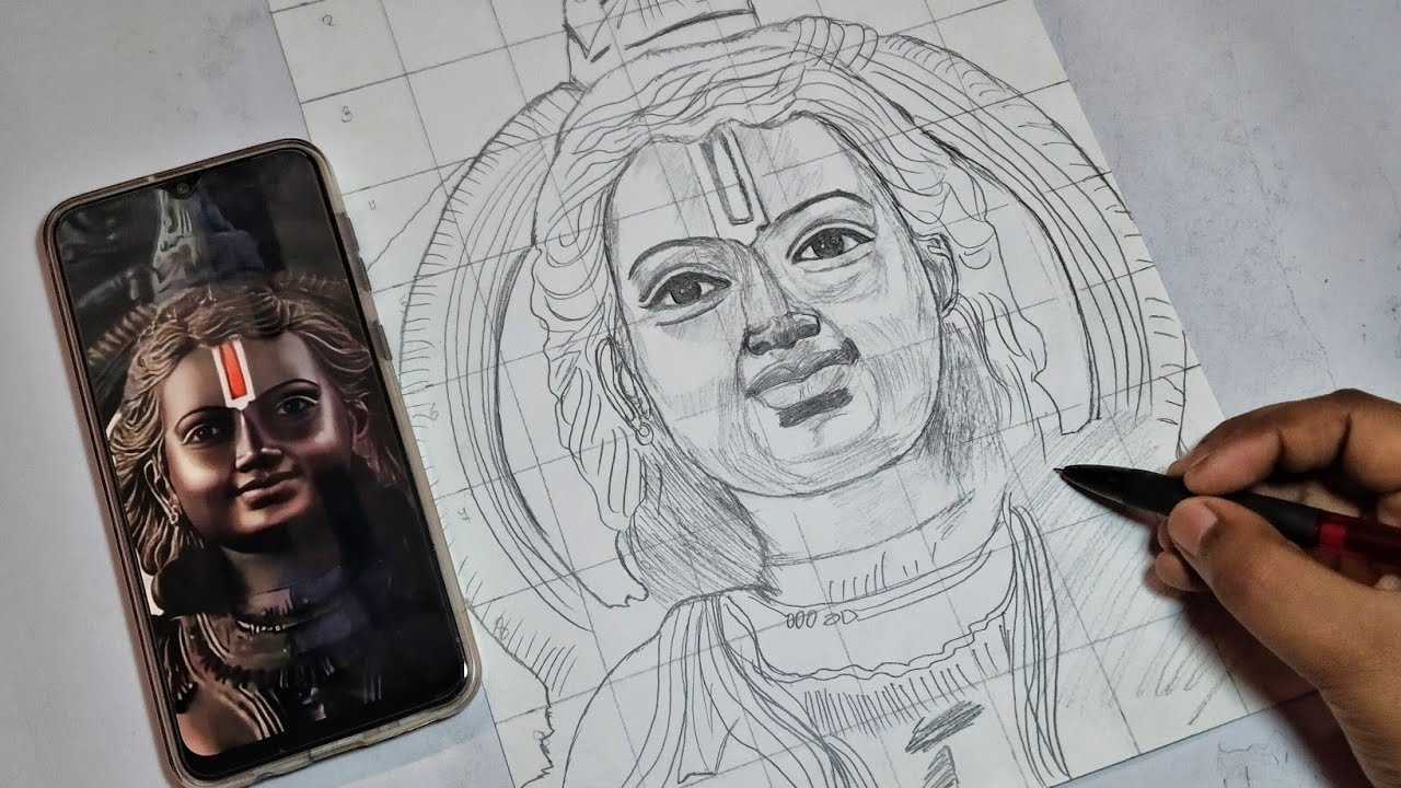 Draw With Me - Shree Ram Lala Drawing, Outline Tutorial 😍 - YouTube