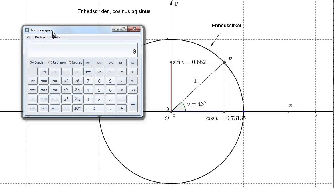 Enhedscirklen, cosinus og sinus - YouTube