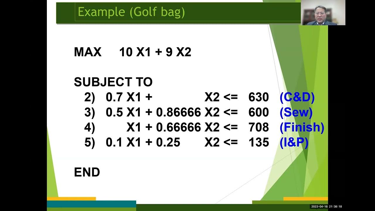 Linear Programming (Lecture #25): SA 5 - Golf bags - YouTube