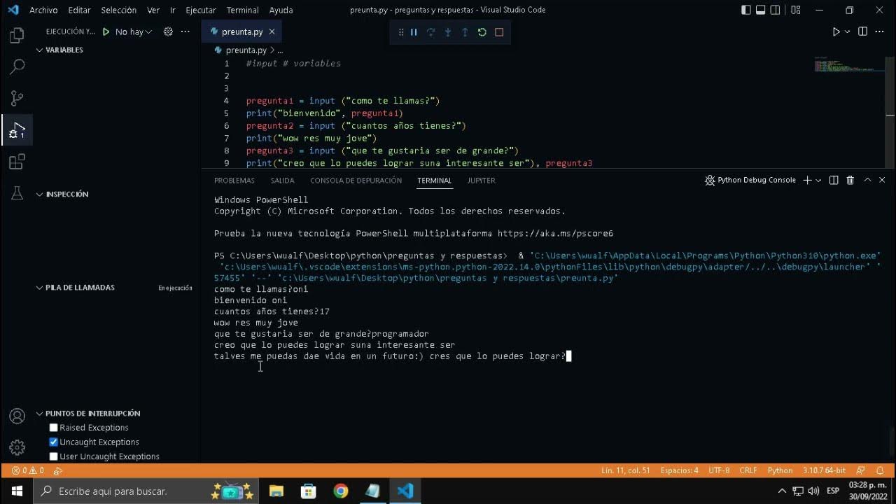 COMO PROGRAMAR PREGUNTAS Y RESPUESTAS EN PYTHON - YouTube