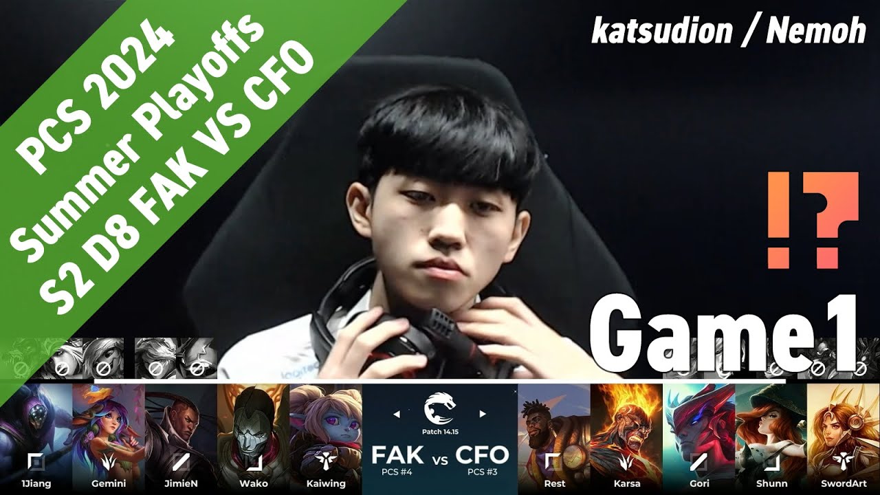 FAK(1Jiang ジャックス) VS CFO(Karsa ブランド) Game 1 ハイライト S2D8 - PCS 2024 Summer Playoffs by YAMA - YouTube