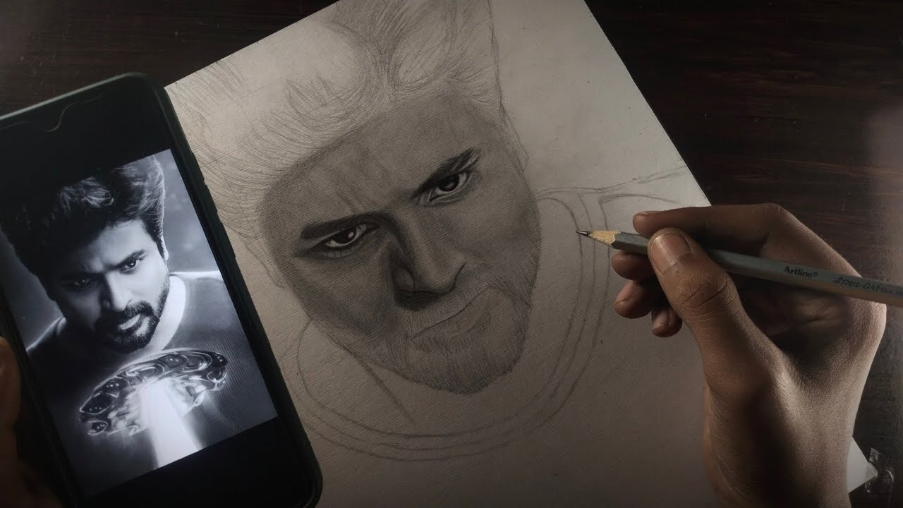 Ayalaan movie Sivakarthikeyan drawing, Shading Tutorial | How to draw ...