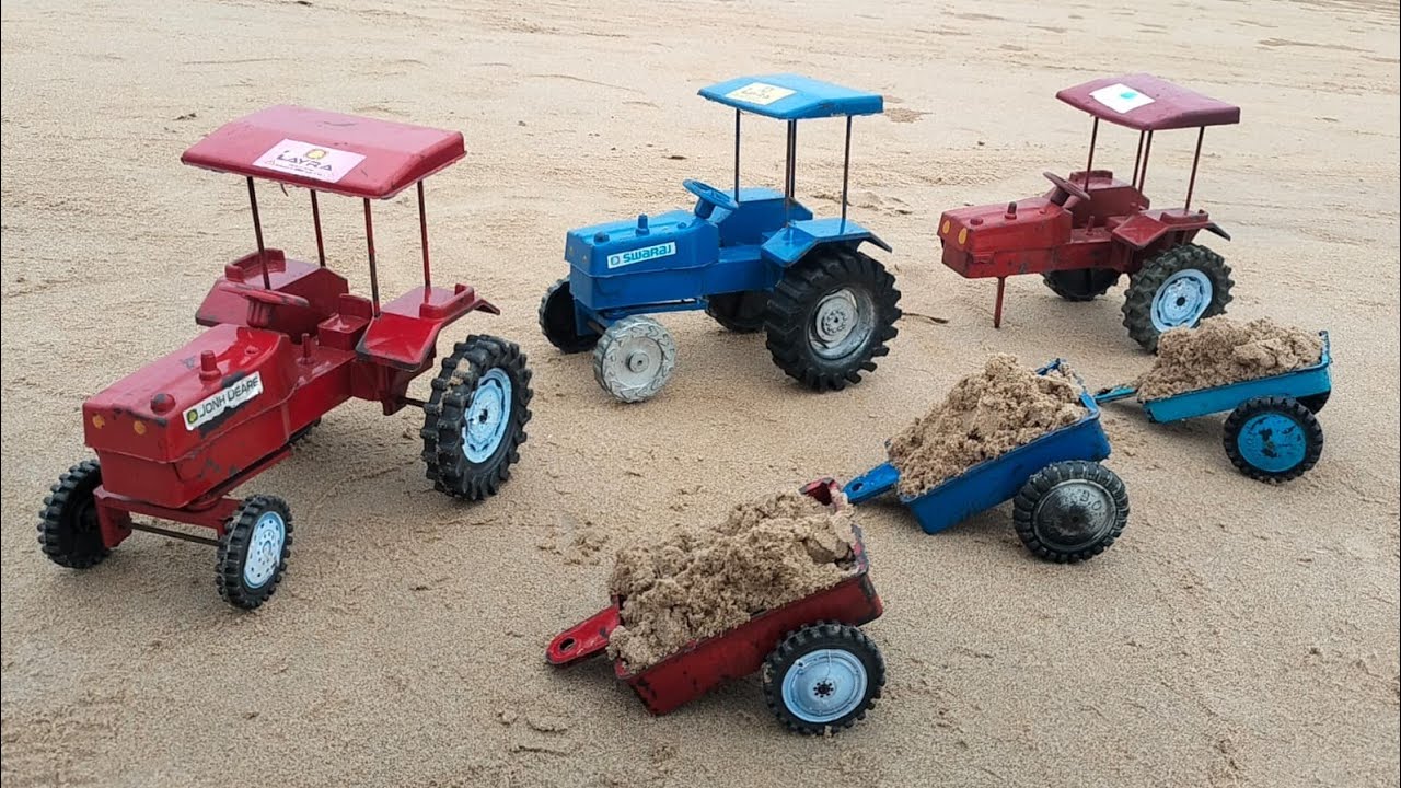 Diy model mini John Deere Tractor 3 trolleys beach sand loading tractor ...