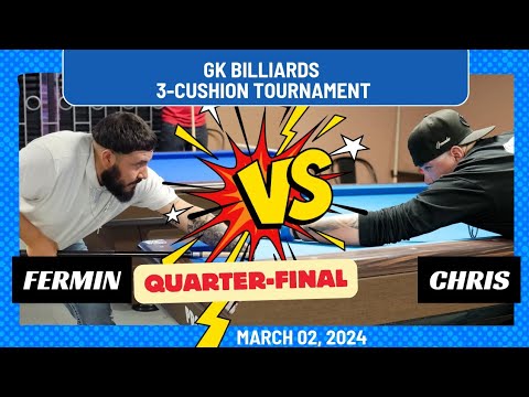 3 Cushion Tournament Quarter Final - Chris vs Fermin - 25 Points - YouTube