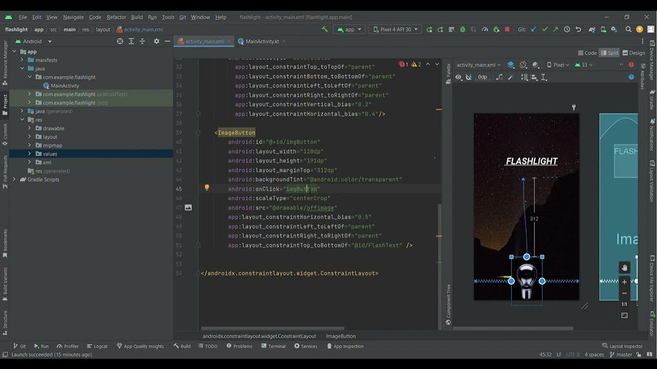 How to create a Flashlight Application with the help of Kotlin in Android Studio. - YouTube