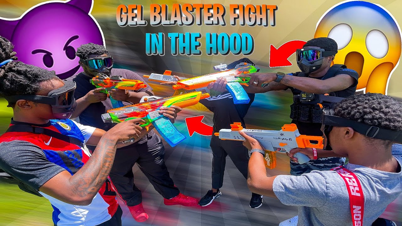 Gel Blaster Fight In The Hood - YouTube