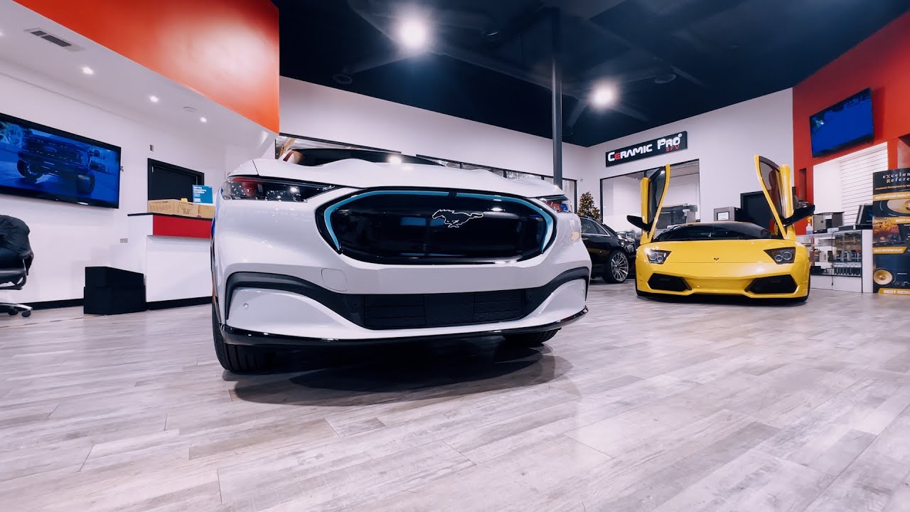 2023 Ford Mustang Mach-E with Surf Blue Vinyl Wrap - YouTube