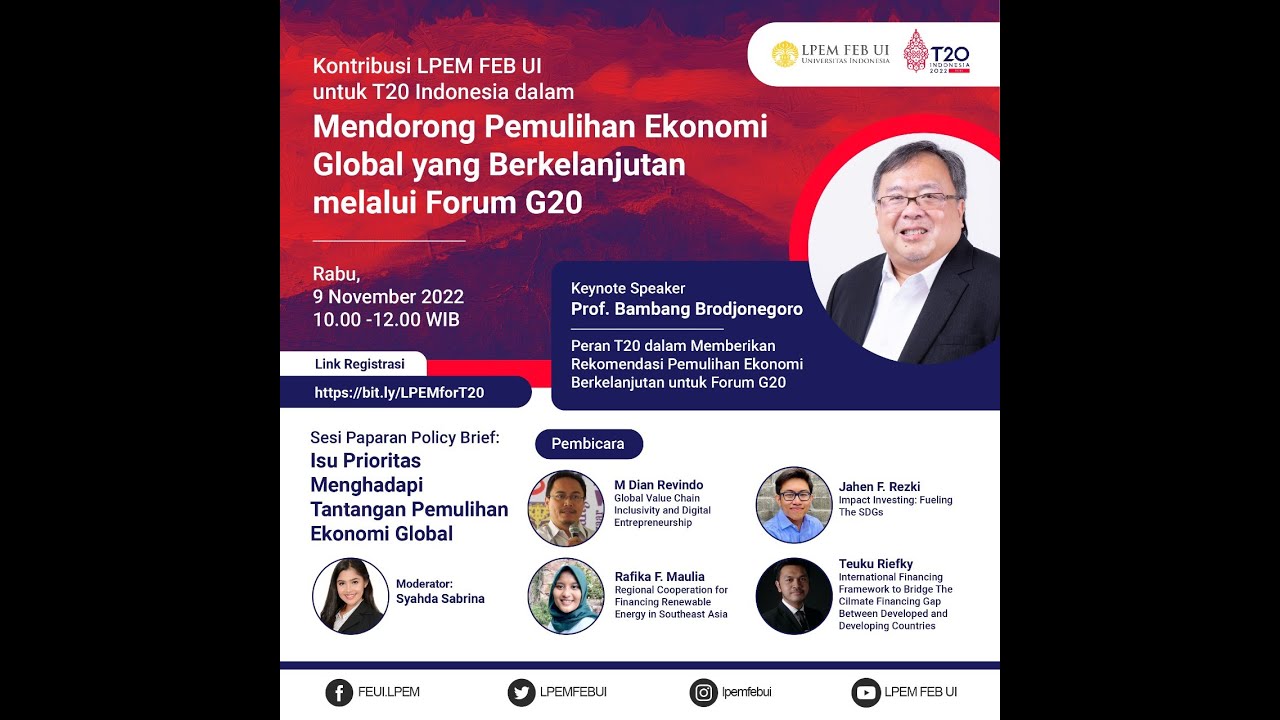 Webinar Kontribusi LPEM FEB UI untuk T20 Indonesia - YouTube
