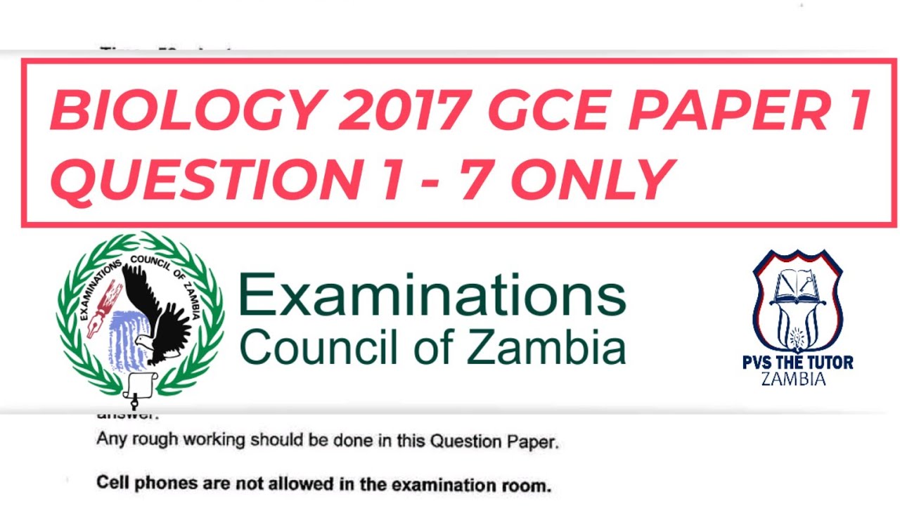 Biology: Paper 1 2017 GCE question 1 to 7 only ! Revision - YouTube