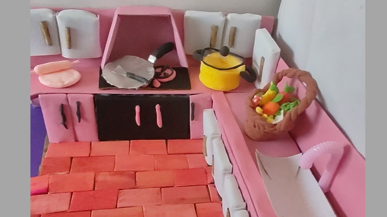 Diy cardboard mini kitchen try this at home - YouTube