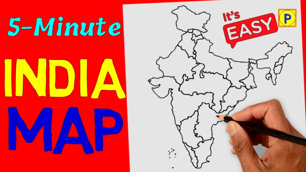 How to draw india map easily with states || भारत का मानचित्र (नक्शा ...