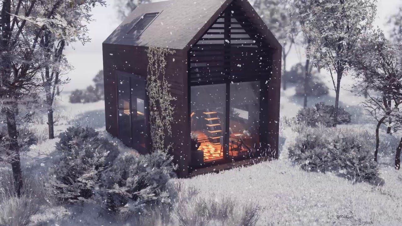 Tiny house visualization (Winter) - YouTube