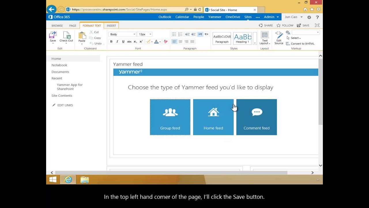 How to Embed a Yammer Comment Feed - YouTube