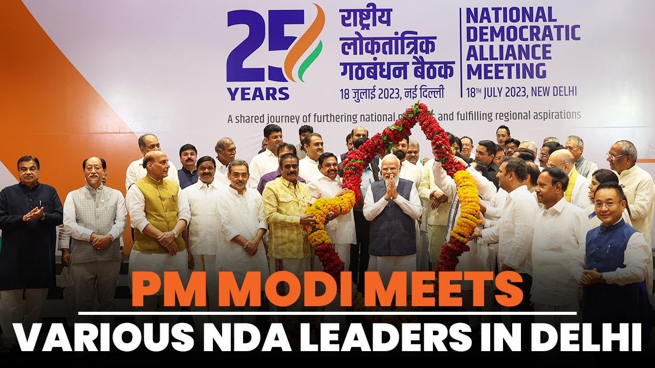 PM Modi meets various NDA leaders in Delhi - YouTube