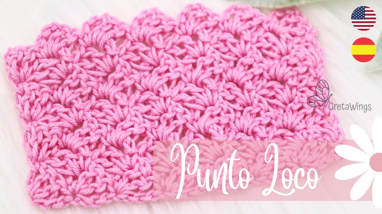 Punto Loco tejido a crochet - Catalogo de puntos a crochet / sub 🇺🇸🇪🇸/ gretawings - YouTube