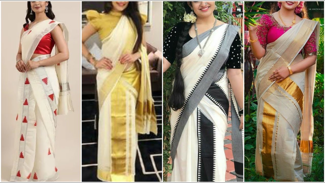 Kerala Setu Mundu Latest Designs/2021/ Kerala kasavu setu mundu/black ...