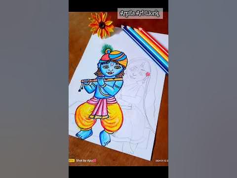 How to draw Little Radha Krishna || Lord Radha Krishna drawing easy ...
