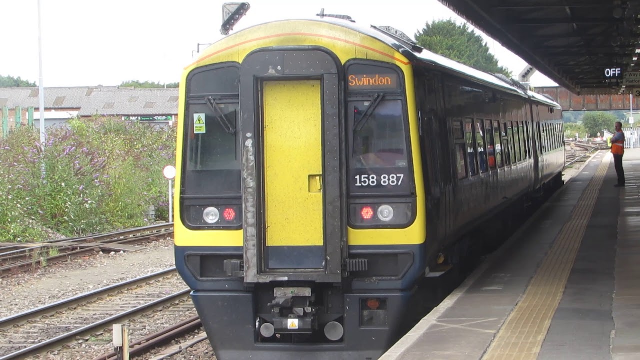 SWR hide to GWR Class 158 887 Departures Westbury for Swindon via ...