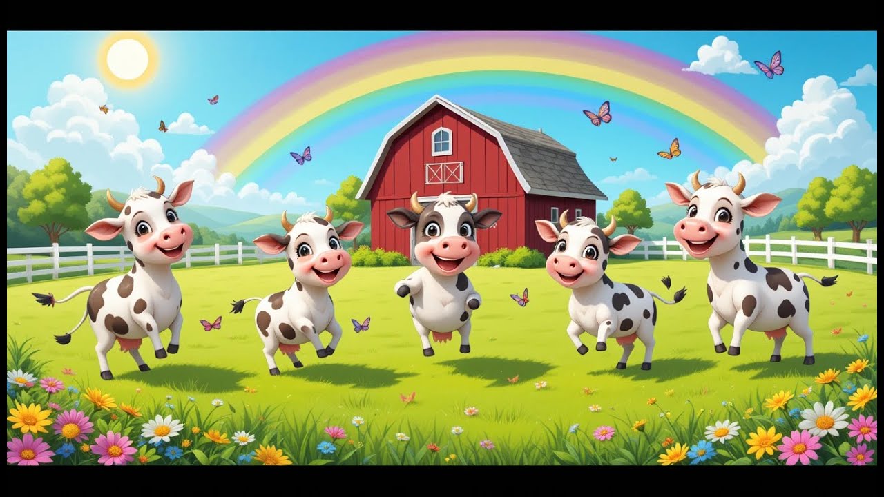 Five Little Cows | Counting Song for Kids | Learn Numbers one to five ...