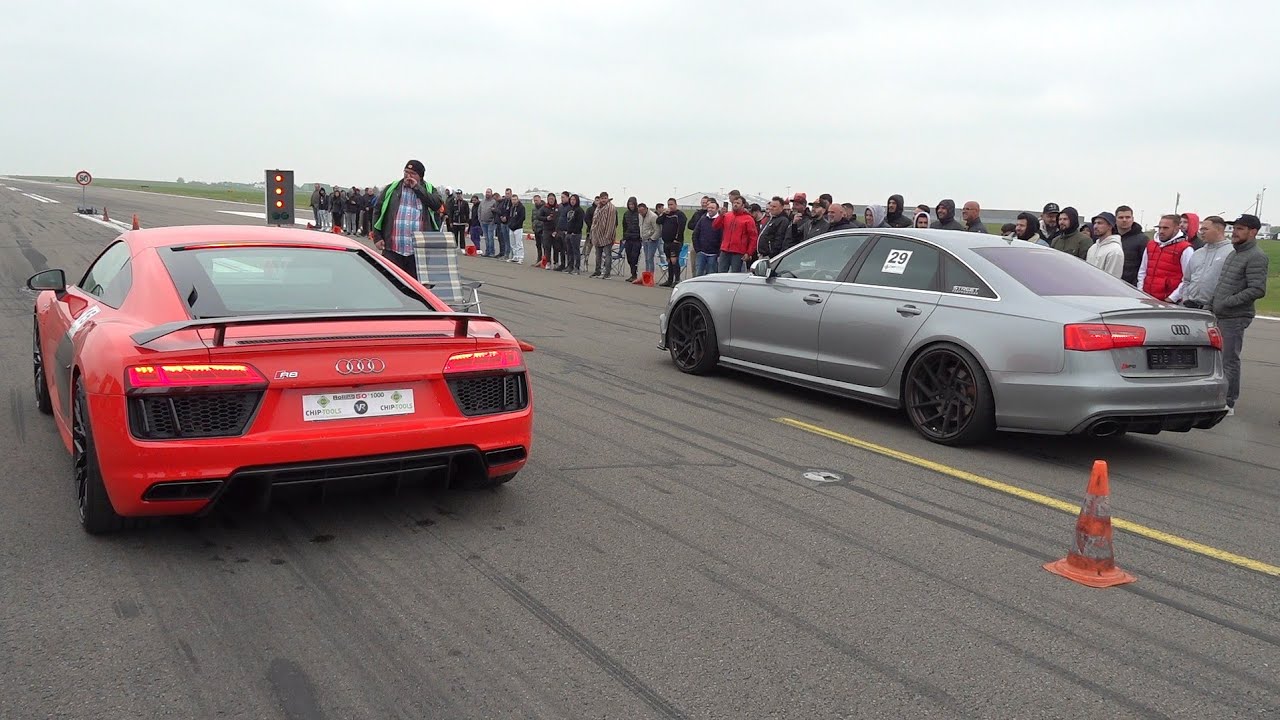 700HP Audi RS6 Sedan vs 610HP Audi R8 V10 Plus - YouTube