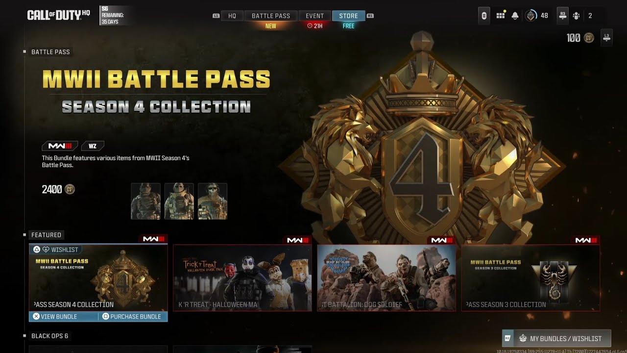 MWII BATTLE PASS SEASON 4 COLLECTION IS OUT MW3 Store Bundle Update 01 ...