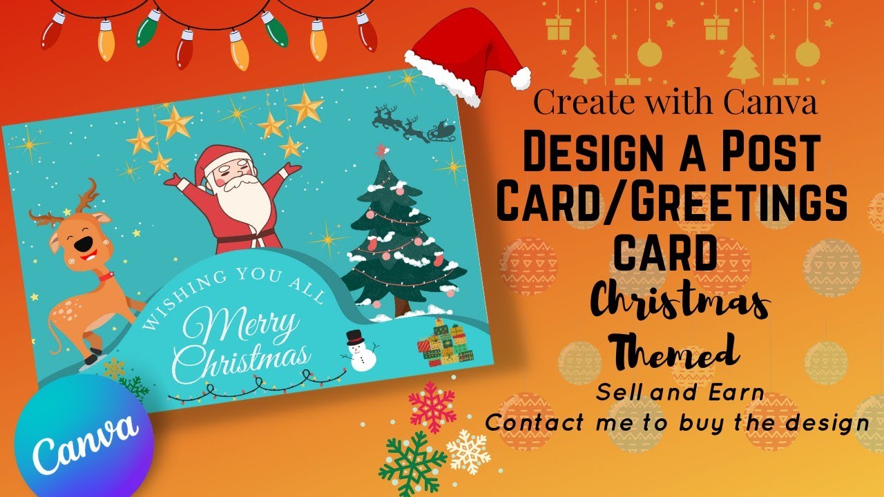 How to make Christmas greetings card/post card using canva for free on ...