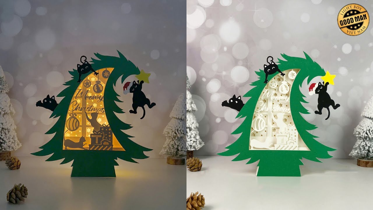 How To Make Paper Cut Christmas Tree Box Christmas - YouTube
