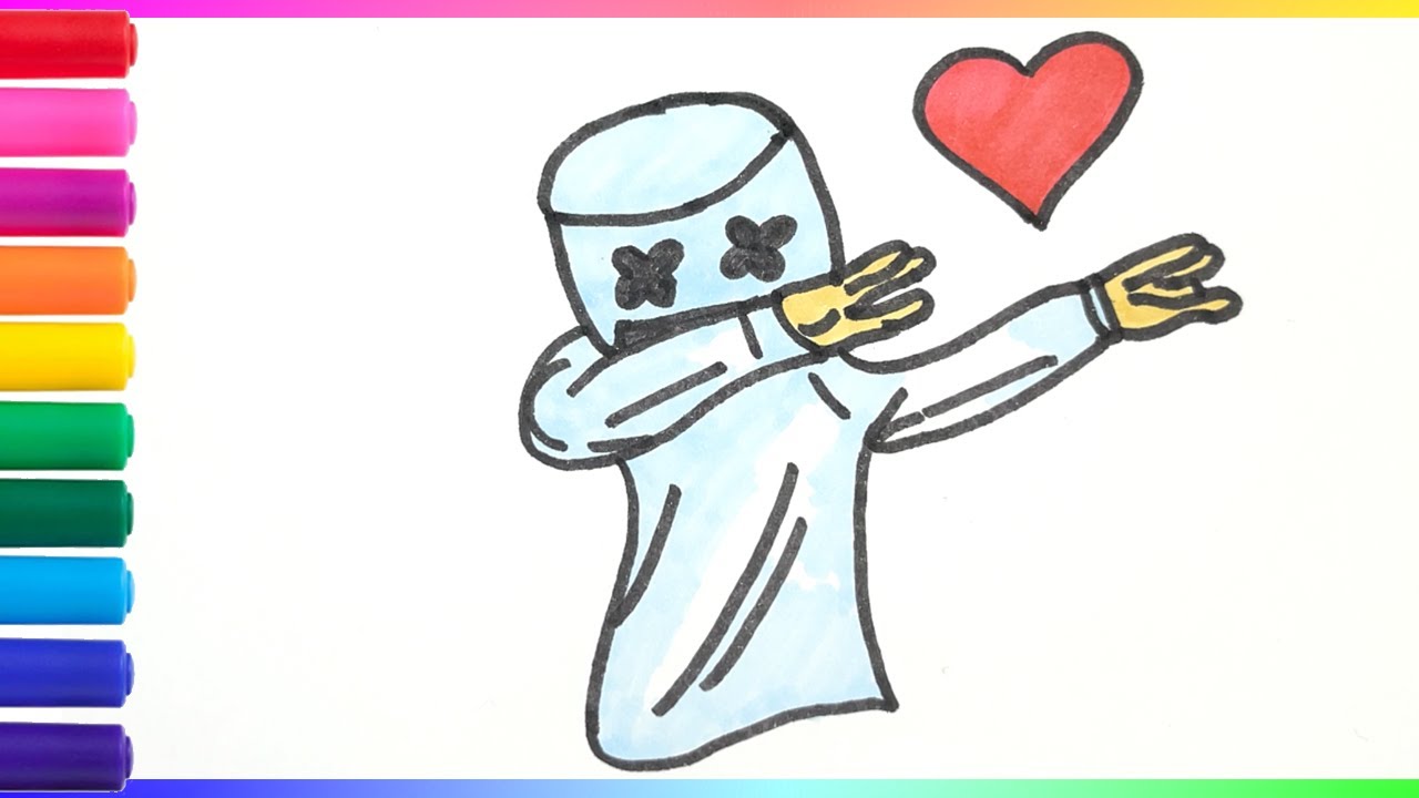 How to Draw Marshmello Dabbing Let's Dance - YouTube
