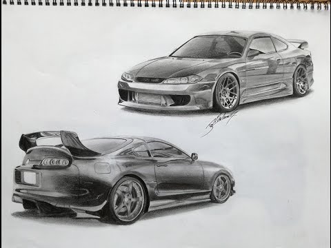 Nissan Silvia (S15) + Toyota Supra Speed Drawing Pt. 2 of 2 - YouTube