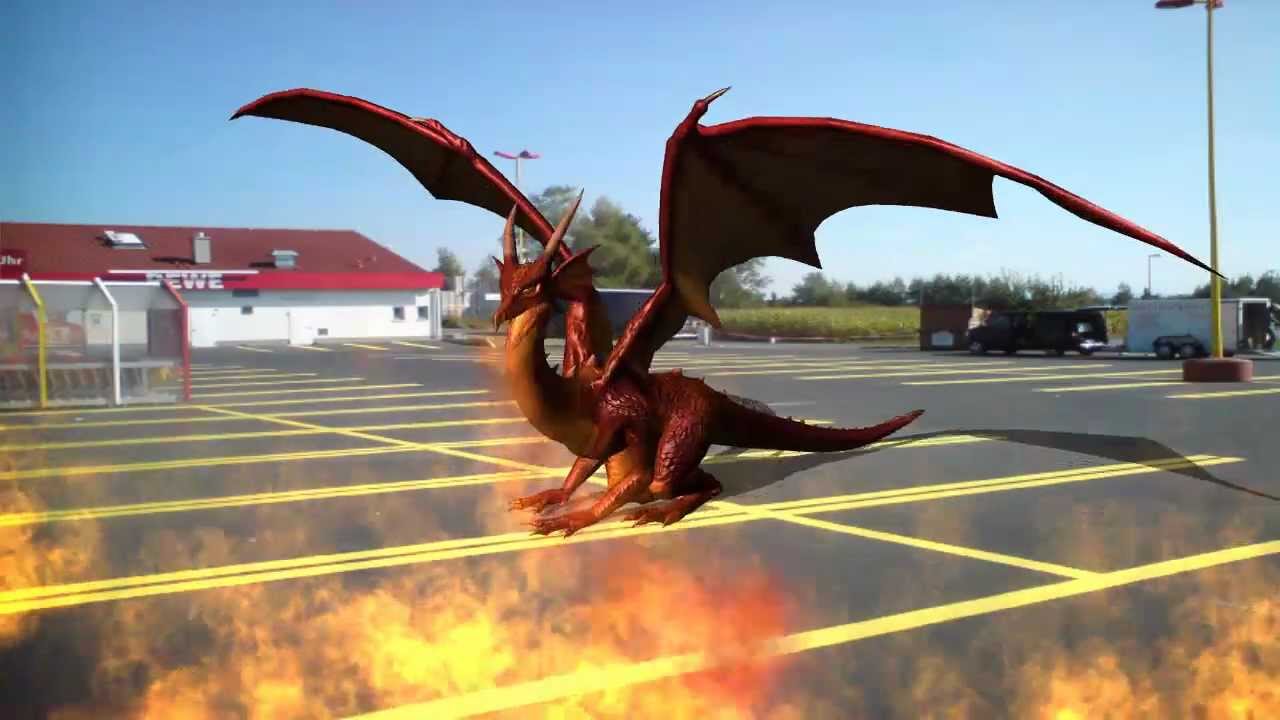 Dragon makes fire - presentation and green screen template - green ...