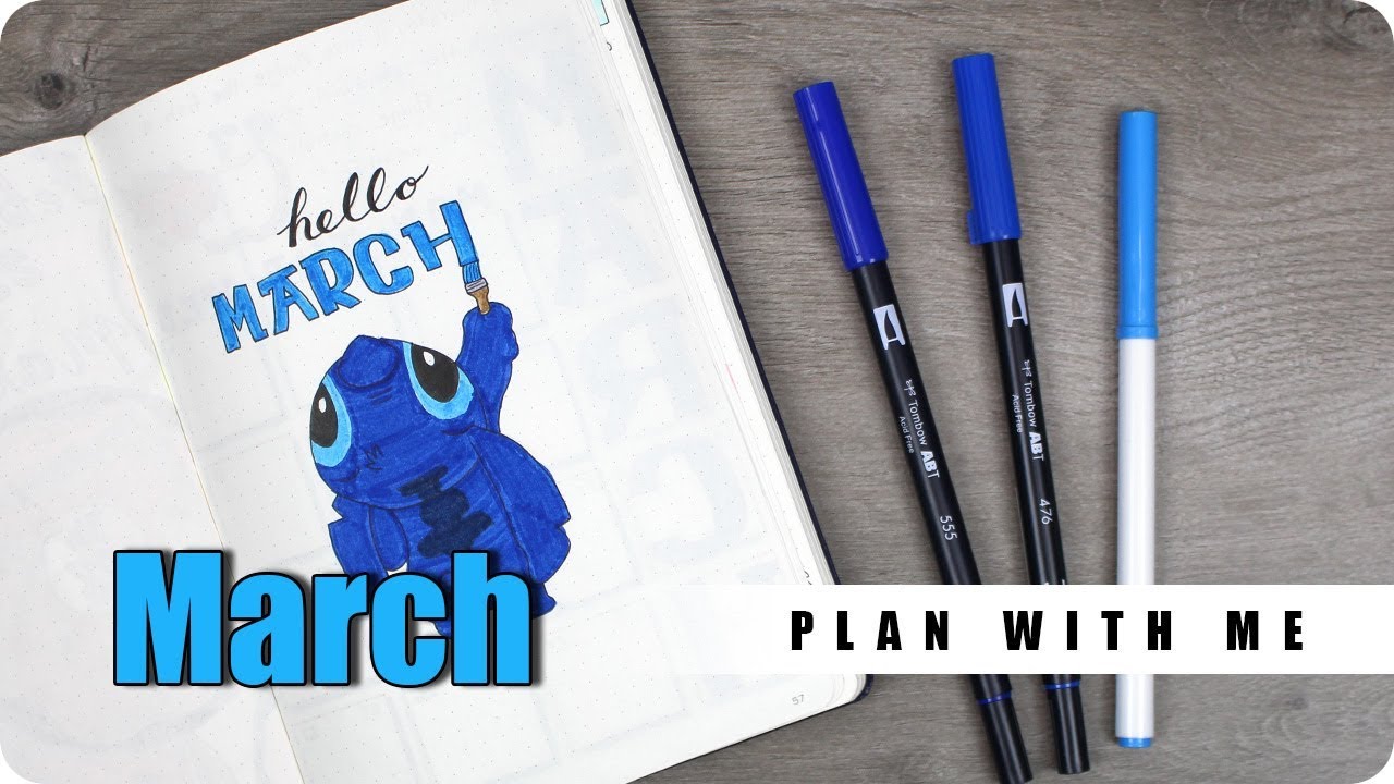 Bullet Journal Setup - March Plan With Me - Lilo & Stitch - YouTube