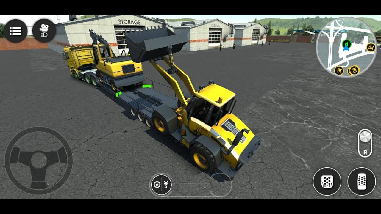 Deliver vehicles to the construction site park loader and excavator on ...