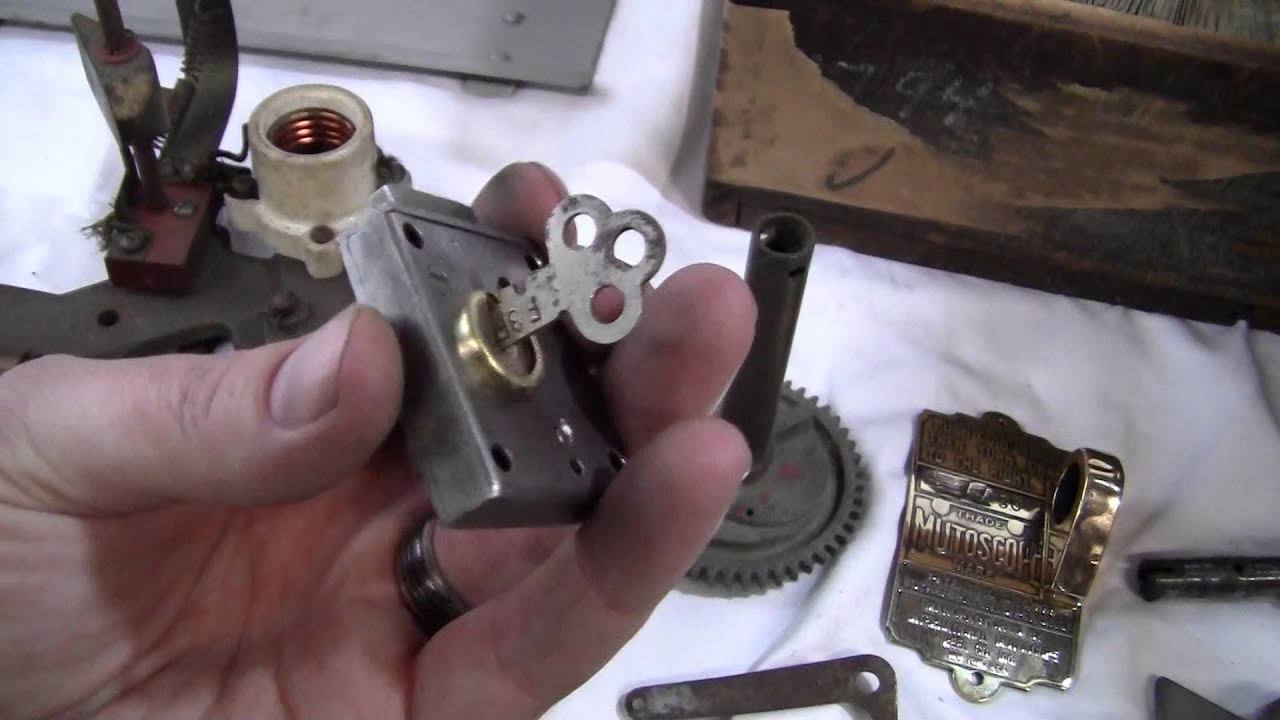 Small Tin Mutoscope Machine all original mostly complete - YouTube