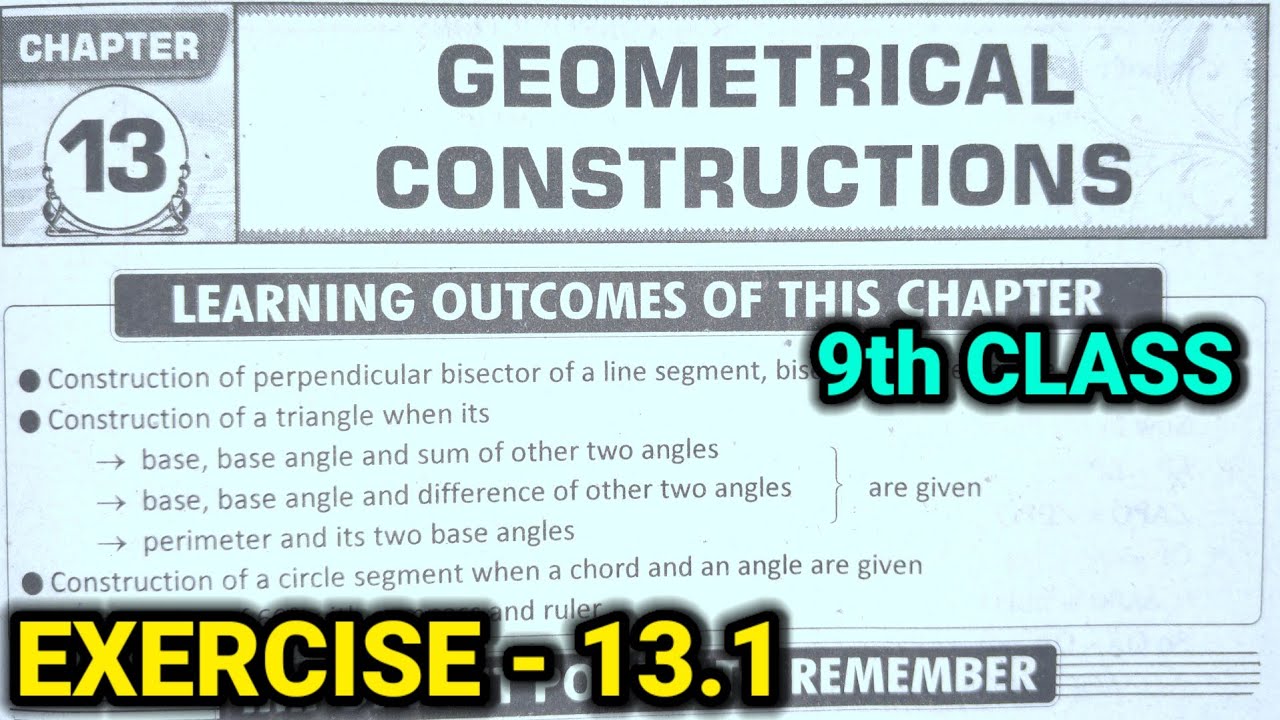 9th class | Maths | 13.Geometrical constructions chapter| Exercise-13.1 ...